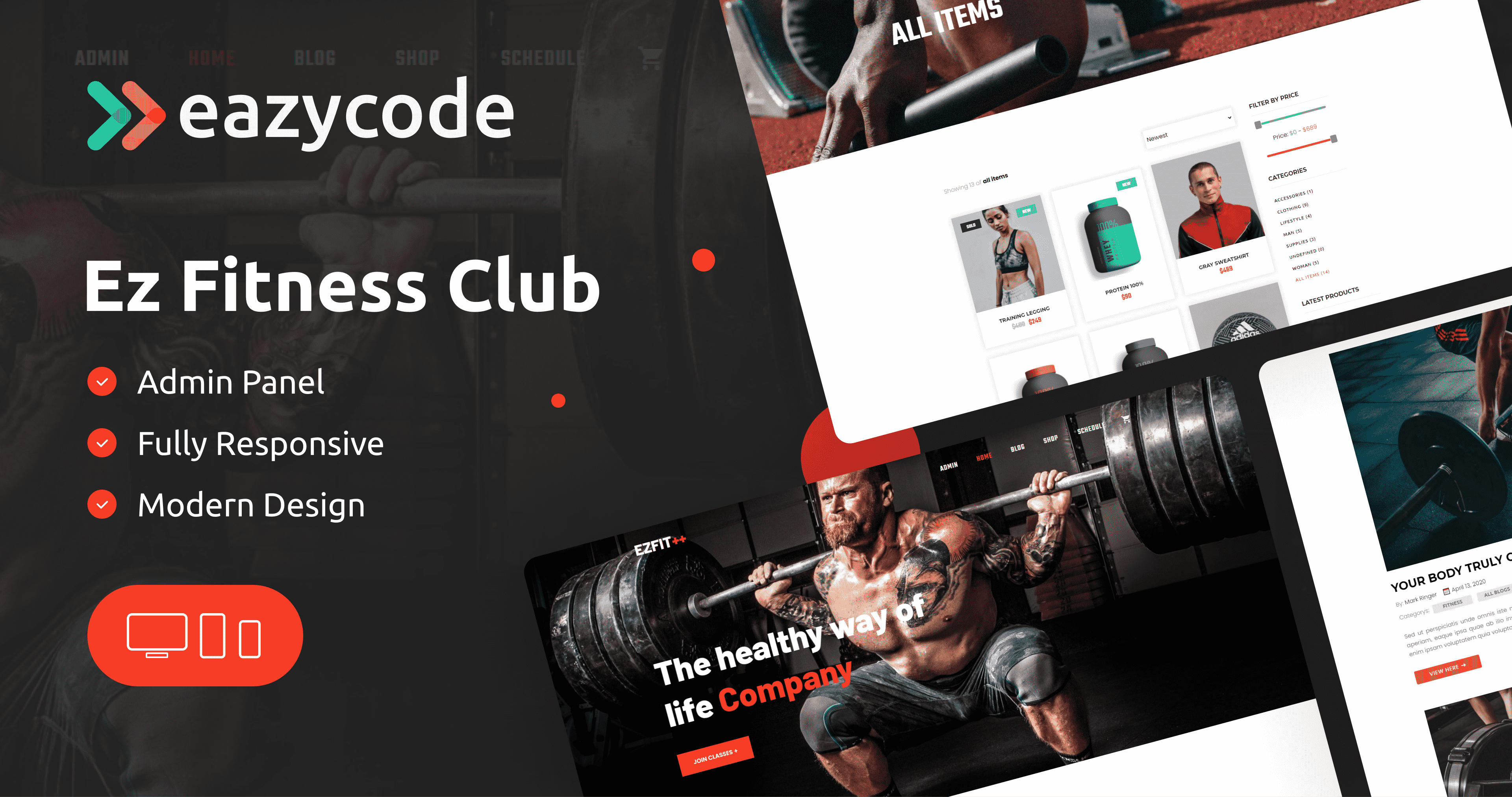 Ez Fitness Club Template template - NoCode Bubble.io Template by EazyCode - NoCode Agency